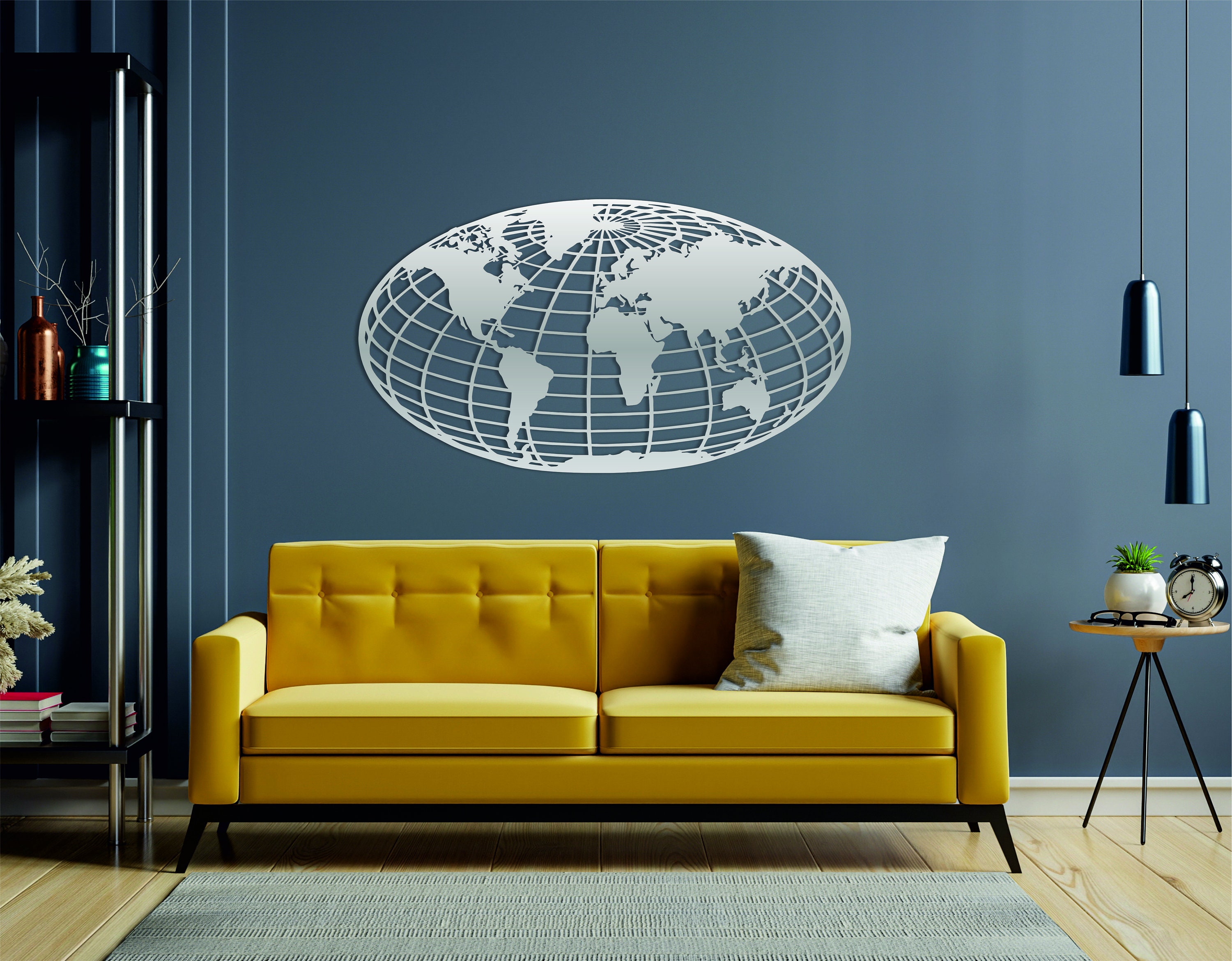 World Map Metal Wall Art, World Map Metal Wall Decor, Large Metal World ...