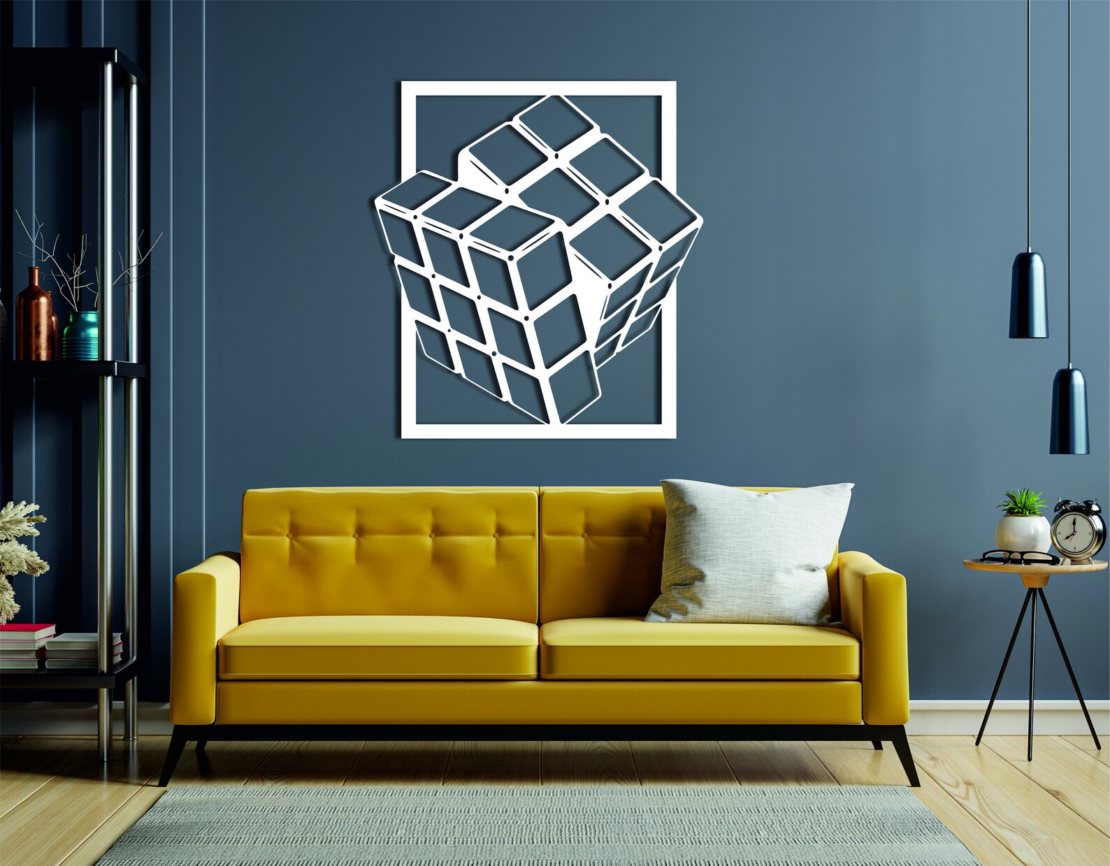 Rubic Cube Wall Art, Rubic Cube Decor, 3D Rubic Cube, Geometric Wall ...