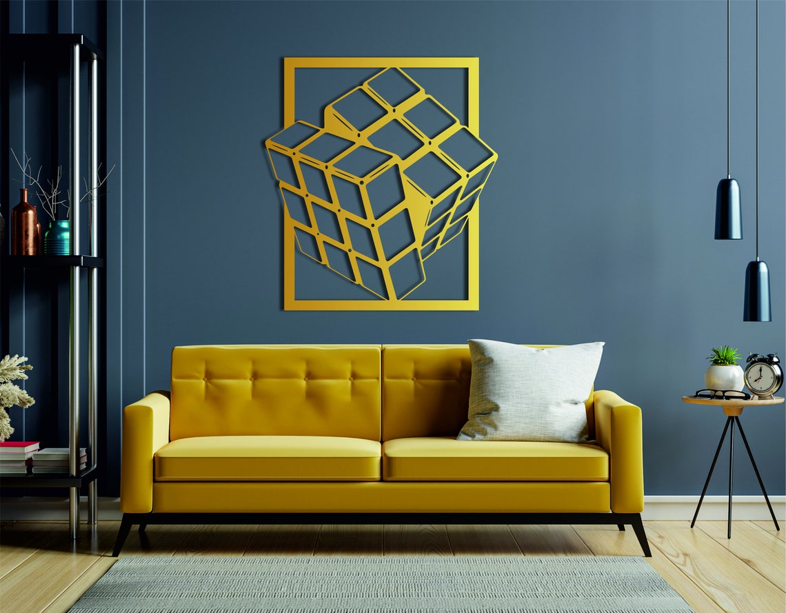Rubic Cube Wall Art, Rubic Cube Decor, 3D Rubic Cube, Geometric Wall ...