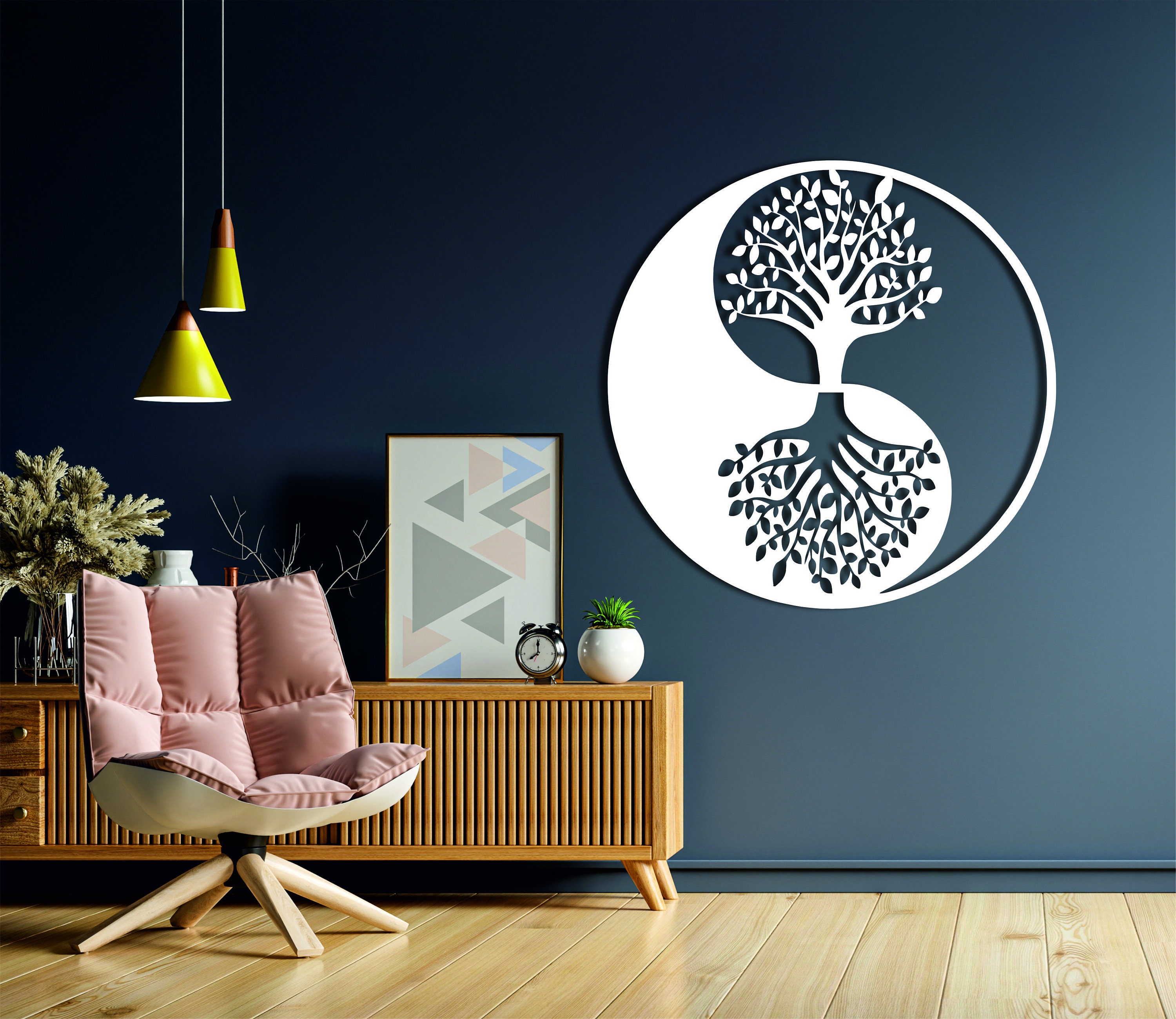 Yin Yang Metal Wall Art, Yin Yang Metal Wall Decor, Tree of Life Yin ...