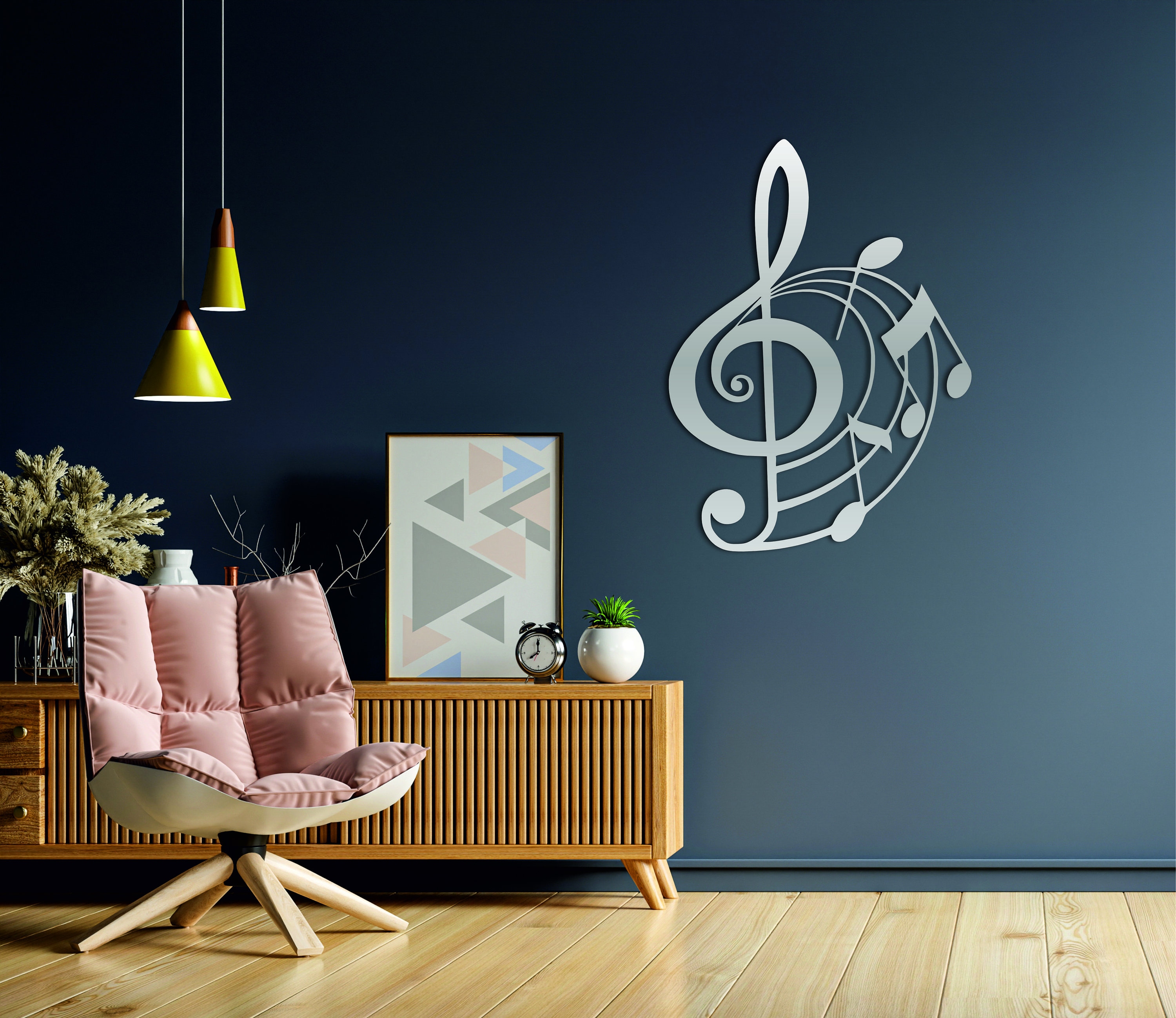 Music Notes Wall Art, Treble Clef Wall Decor, Metal Music Wall Art ...