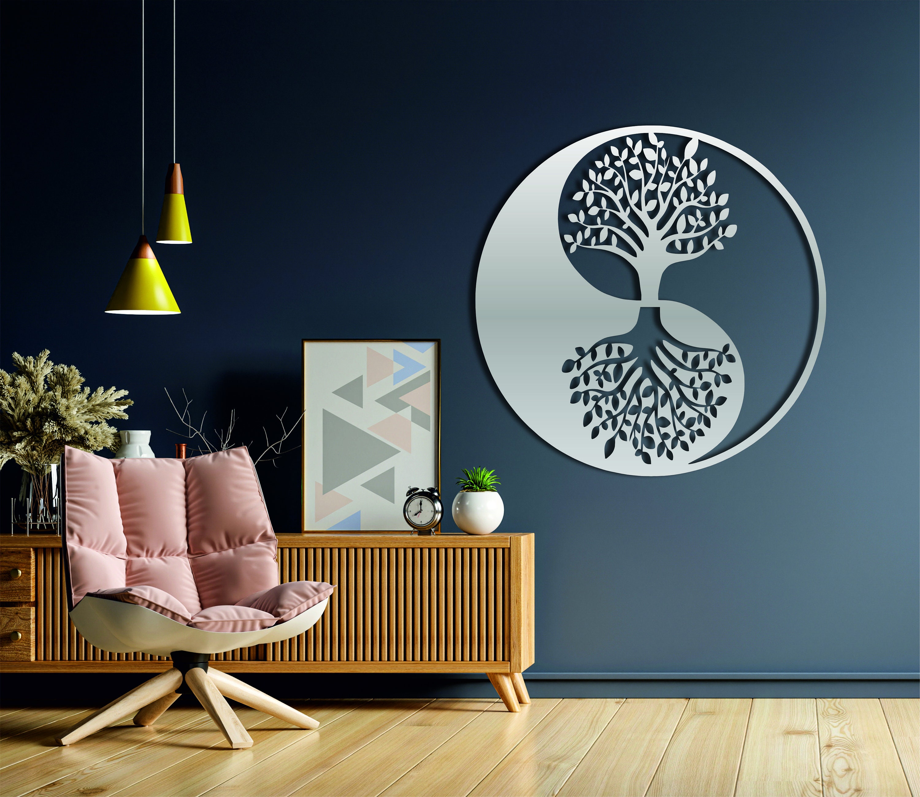 Yin Yang Metal Wall Art, Yin Yang Metal Wall Decor, Tree of Life Yin ...