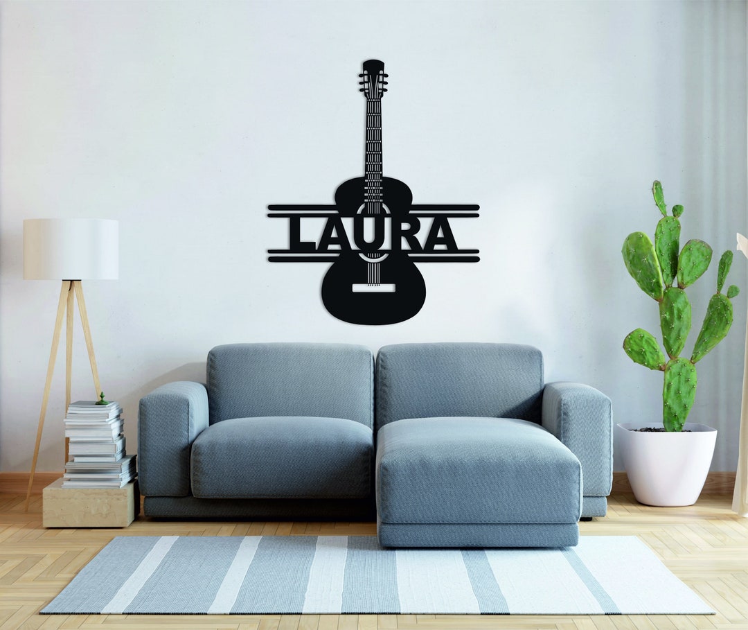 Guitar Metal Wall Art, Metal Guitar Decor, Guitar Sign, Personalized ...
