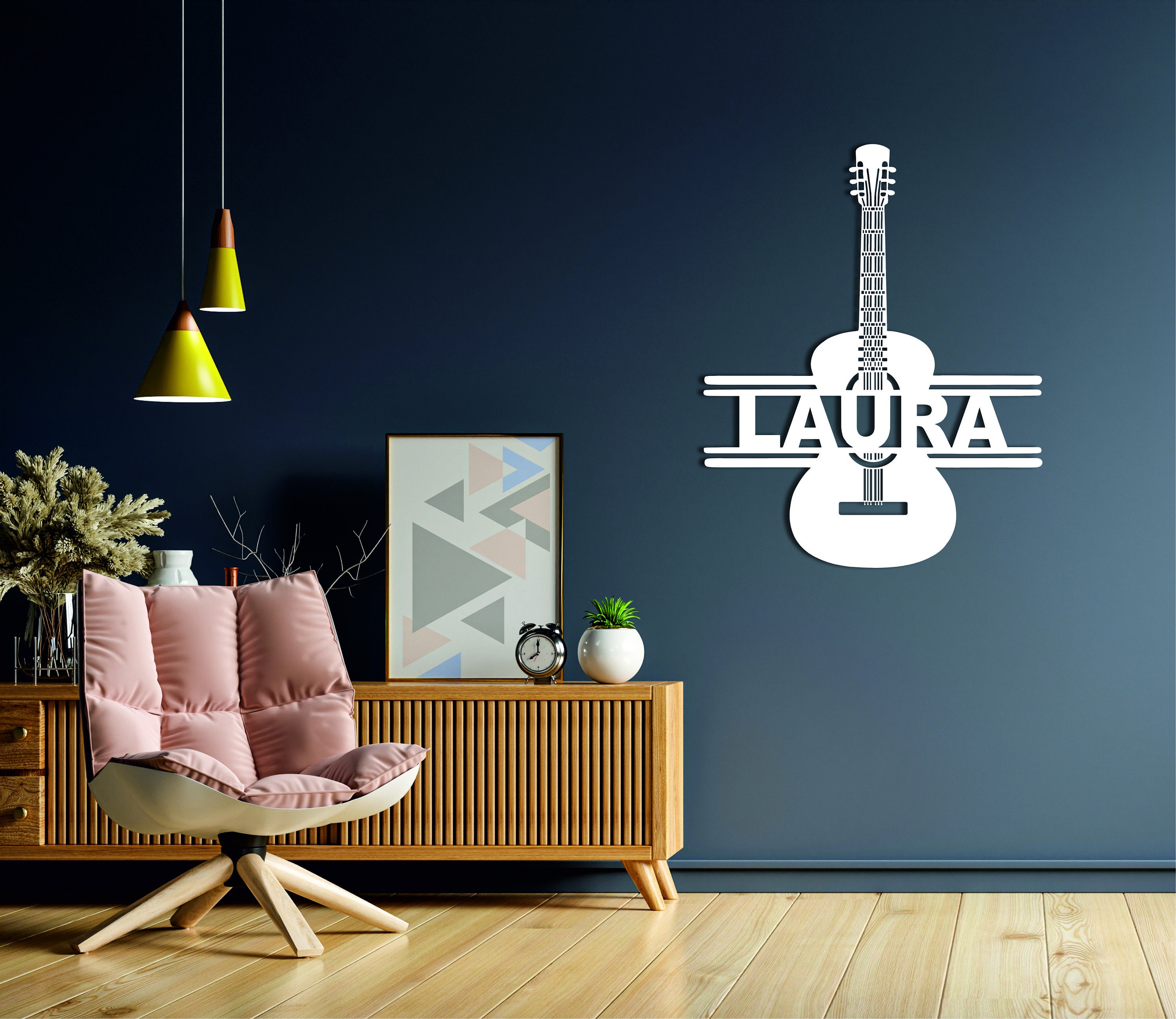 Guitar Metal Wall Art, Metal Guitar Decor, Guitar Sign, Personalized ...