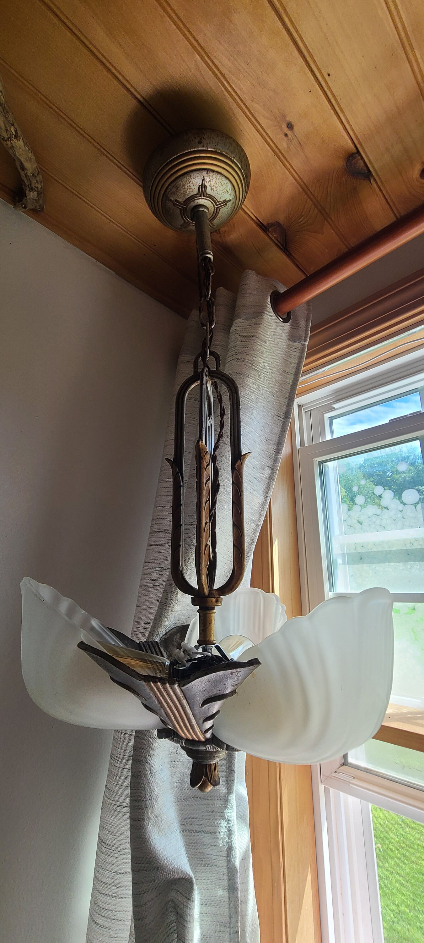 Vintage/antique 3 Light Markel Slip Shade Chandelier, Art Deco - Etsy