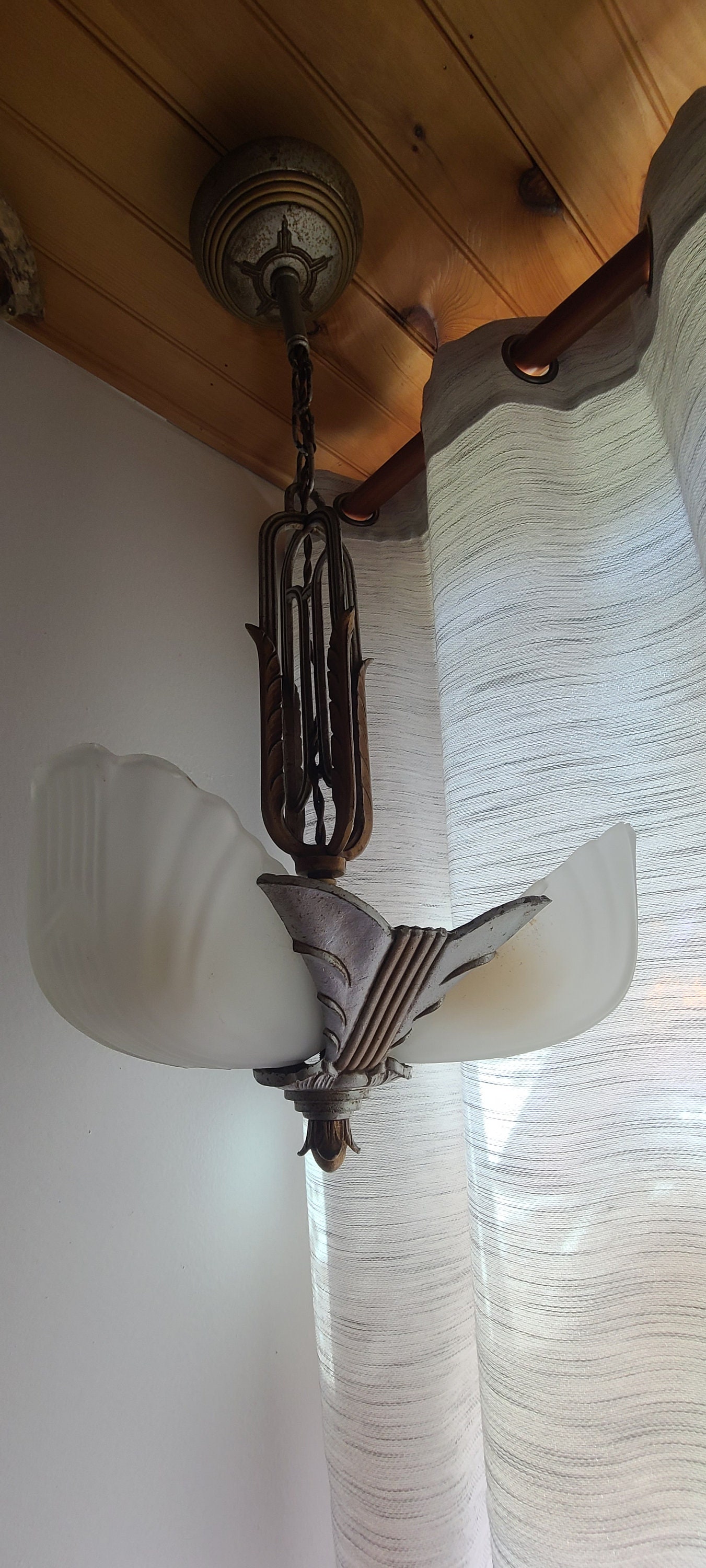 Vintage/antique 3 Light Markel Slip Shade Chandelier, Art Deco - Etsy