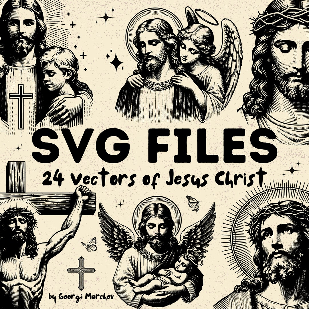 Jesus Christ 24 SVG Files Bundle Christian Illustration of Jesus ...