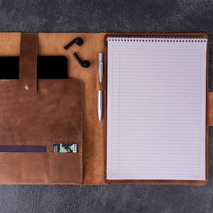 Personalized Leather Padfolio Organizer, Notebook Journal, Portfolio ...