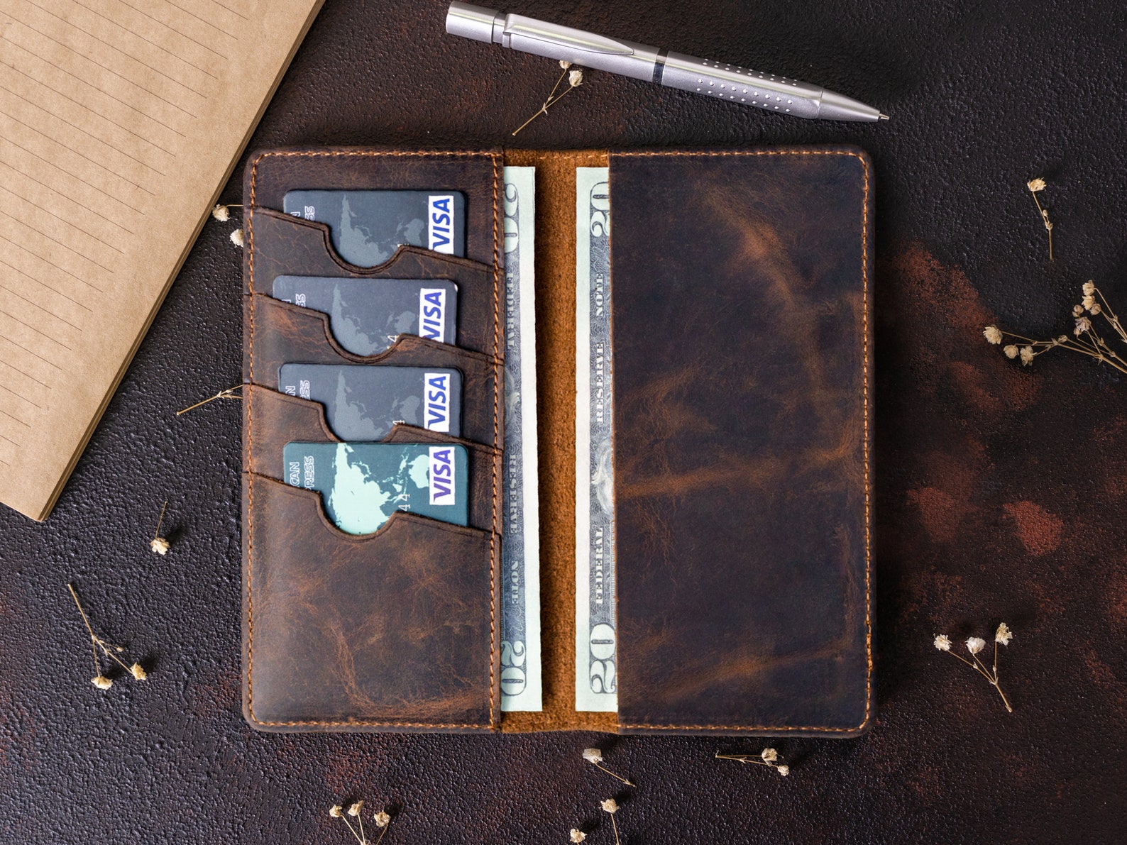 Leather Checkbook Sleeve, Checkbook Cover With Card Holders ...