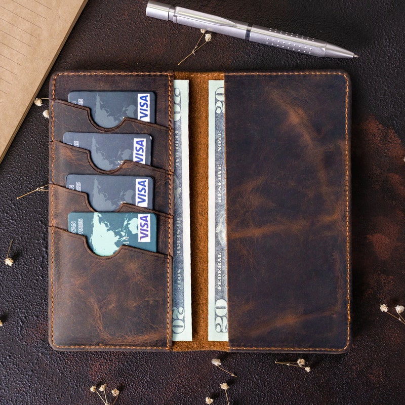Leather Checkbook Cover for Men - Etsy