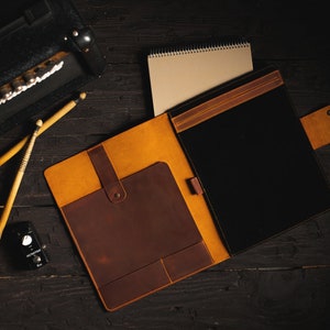 Business Leather Portfolio, Handmade Leather Document Organizer ...