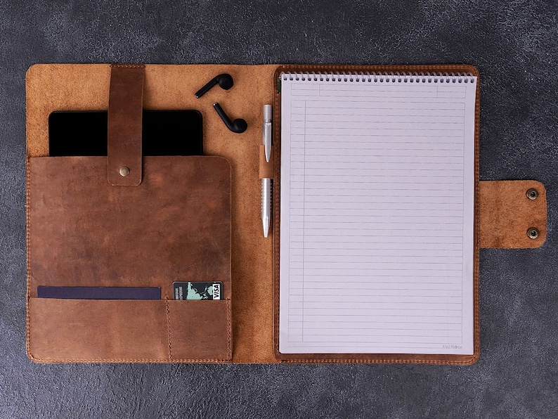 Personalized Leather Padfolio Organizer, Notebook Journal, Portfolio ...