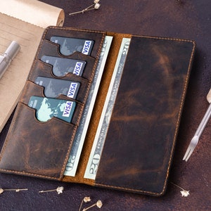 Leather Checkbook Sleeve, Checkbook Cover With Card Holders ...