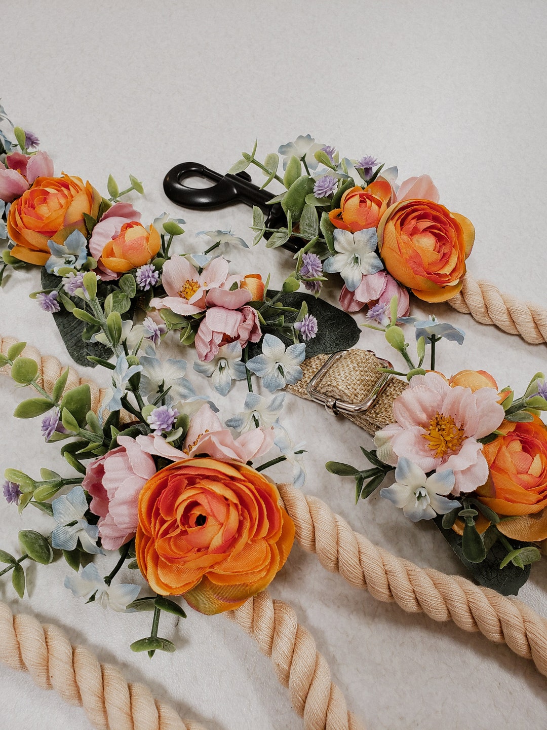 Floral Dog Collar: Wedding Flower Collar With Faux Flowers - Etsy