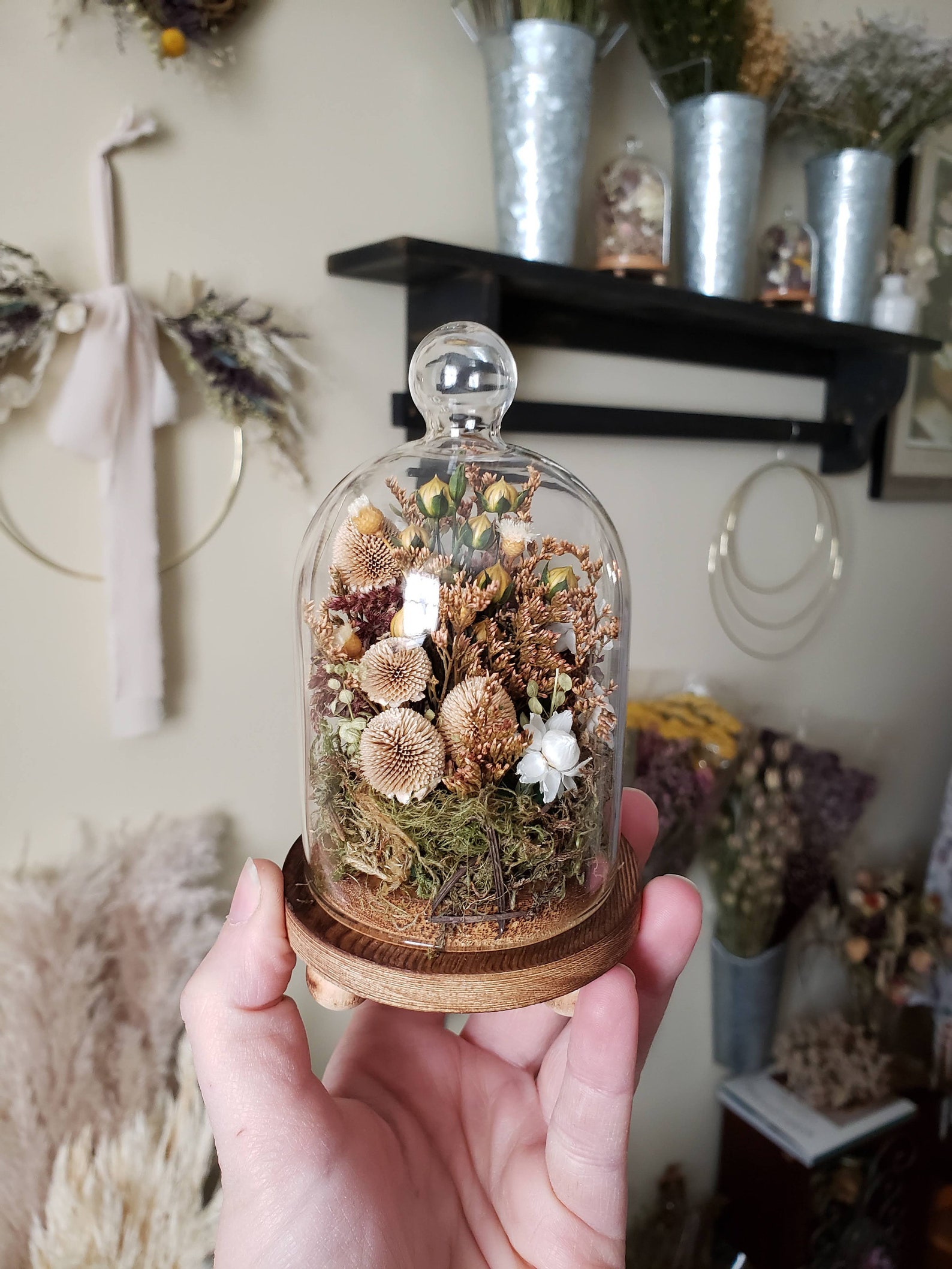 Custom Floral Glass Cloche Display / Wedding Souvenir / Flower Dome ...