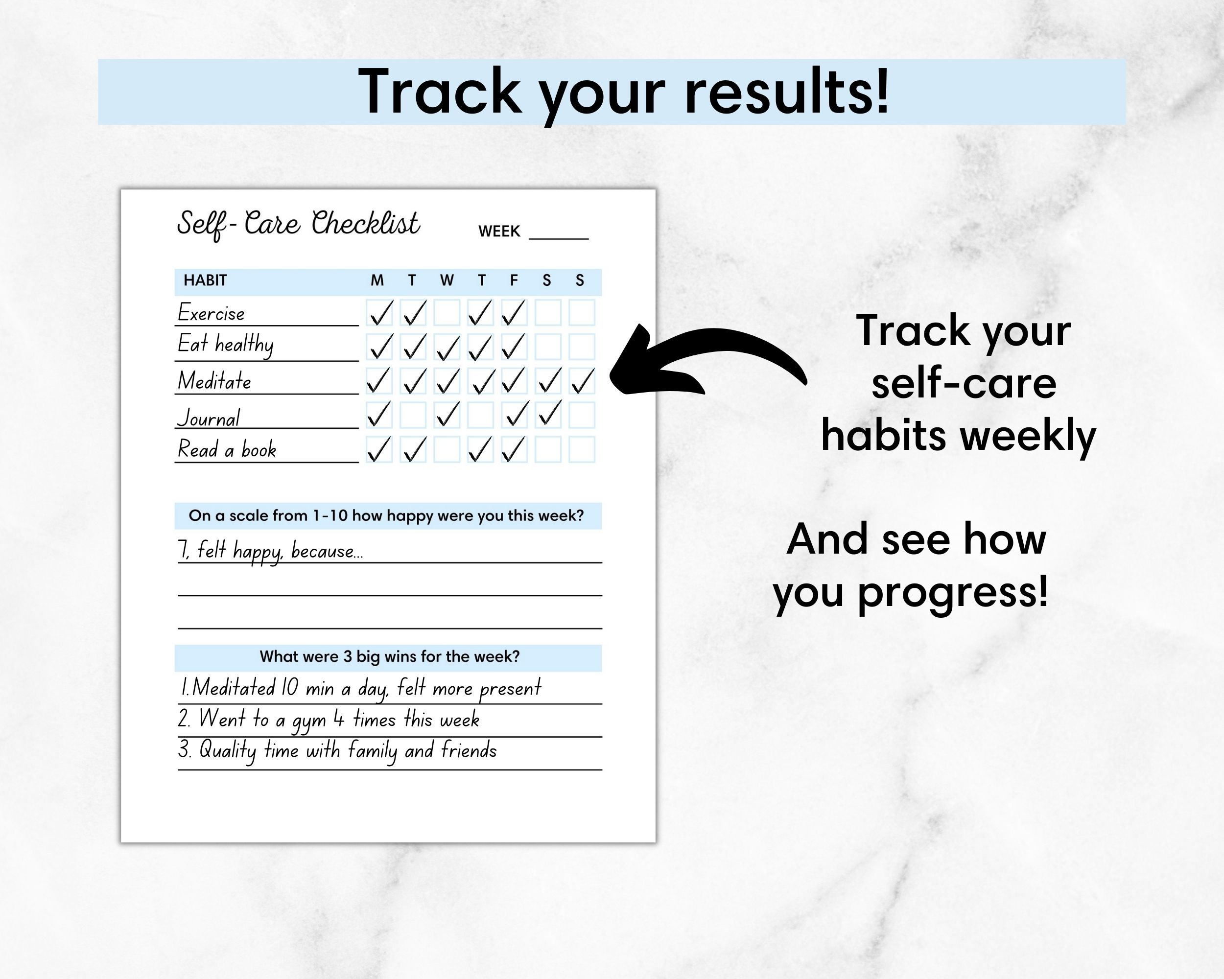 Self Care Planner Checklist for Better Habits and Mental Health, Daily ...