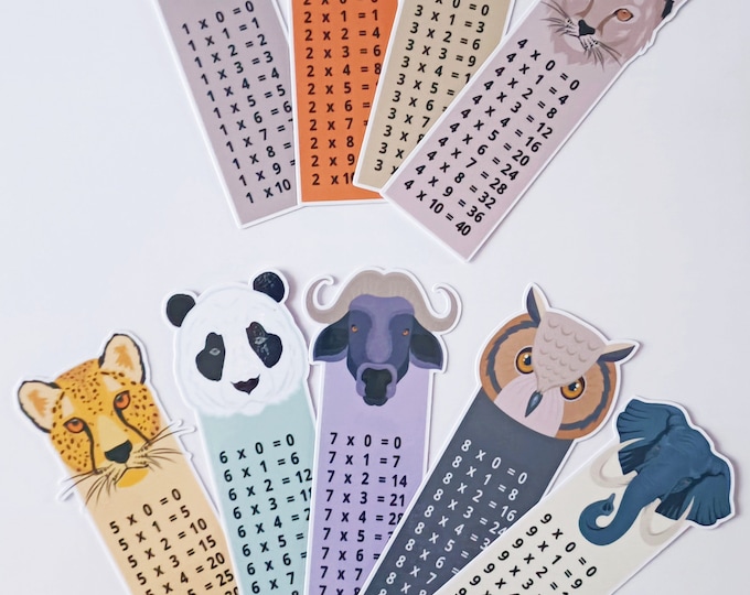 Wild Animals Multiplication Tables Bookmark - Etsy