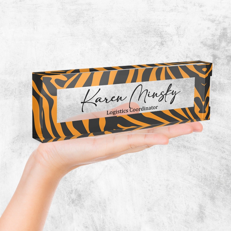 Tiger Pattern Desk Name Plate Office Gifts Custom Personalized Desk ...