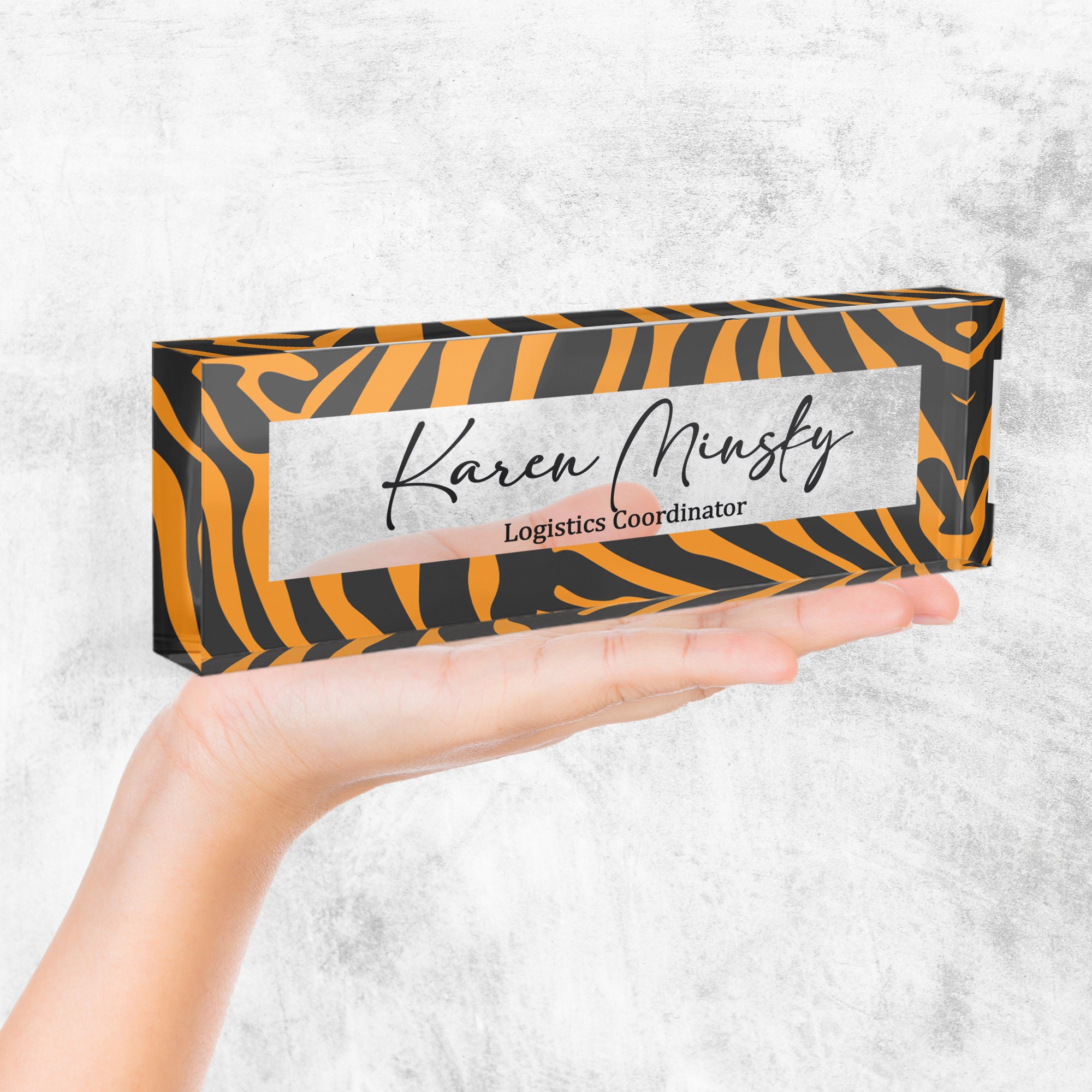 Tiger Pattern Desk Name Plate Office Gifts Custom Personalized Desk ...