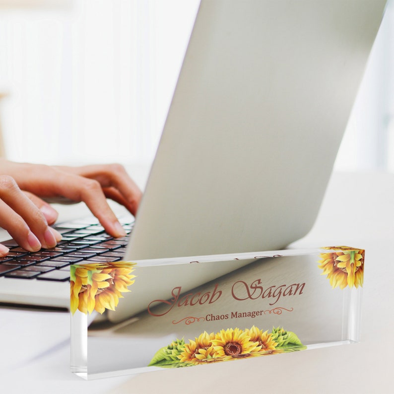 Sunflower Concept Desk Name Plate Office Gifts Custom Personalized Desk ...