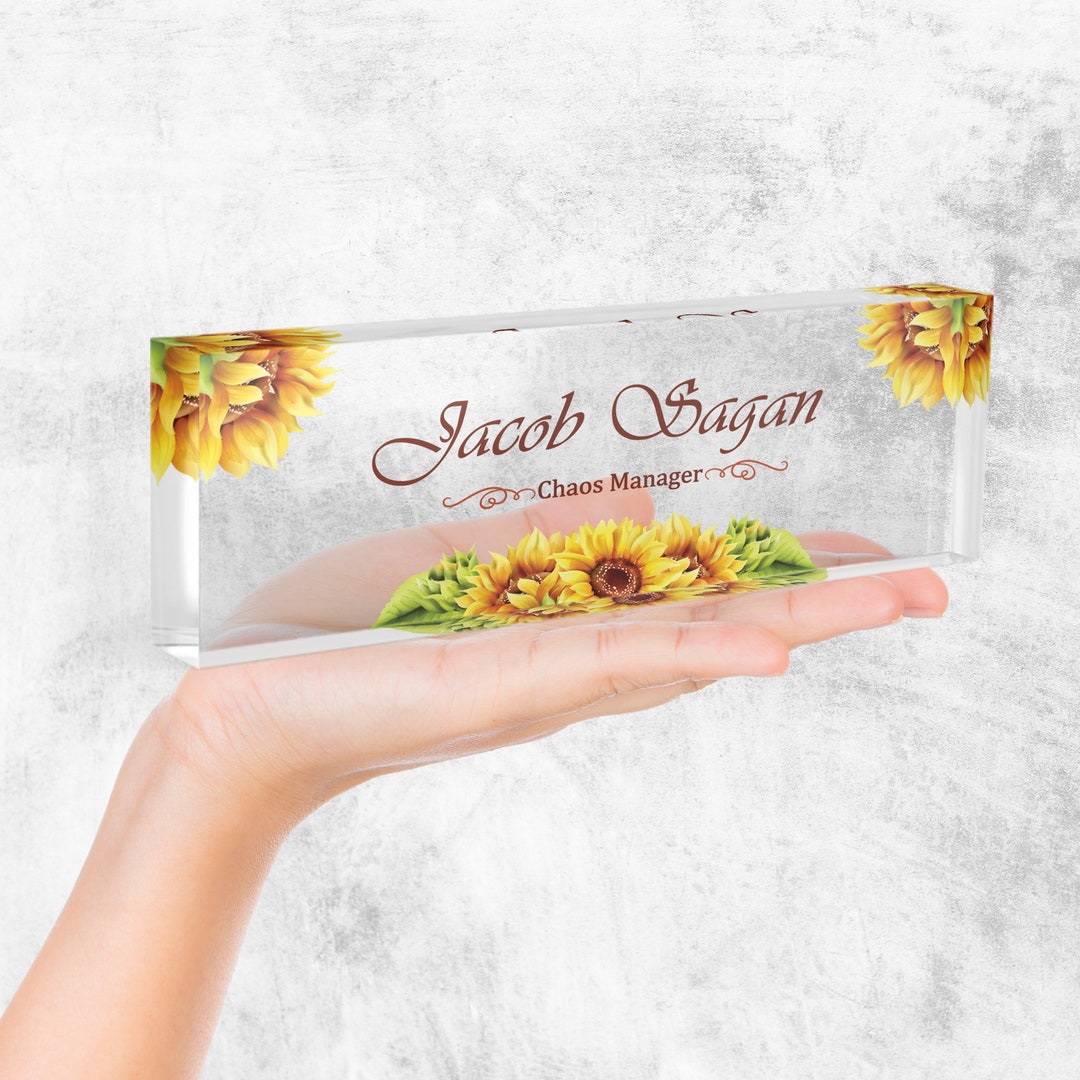 Sunflower Concept Desk Name Plate Office Gifts Custom Personalized Desk ...