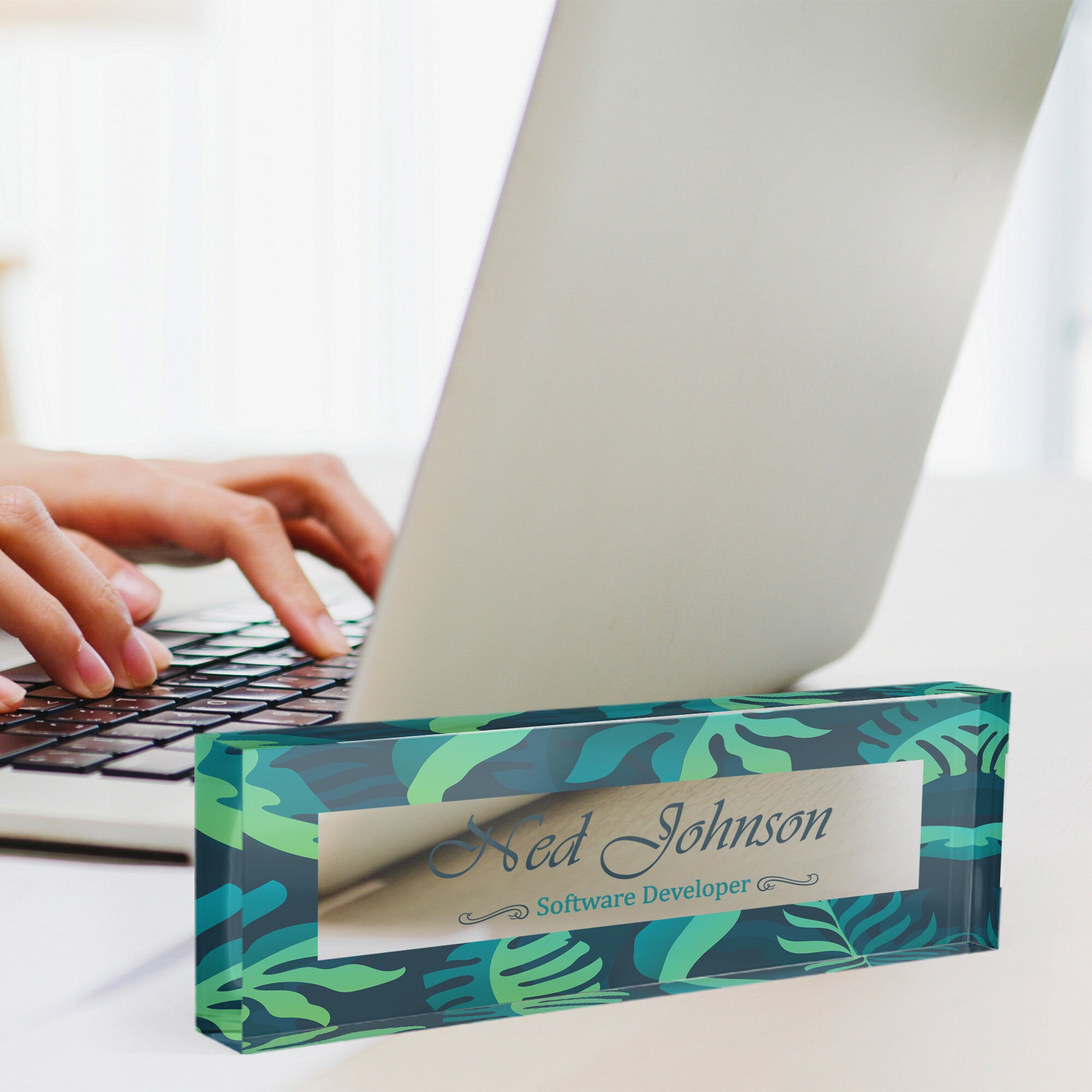 Tropical Desk Name Plate Office Gifts Custom Personalized - Etsy
