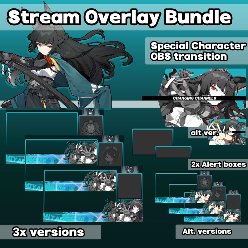 Hoshimi Miyabi Zenless Zone Zero Twitch Stream Overlay + OBS Stinger ...