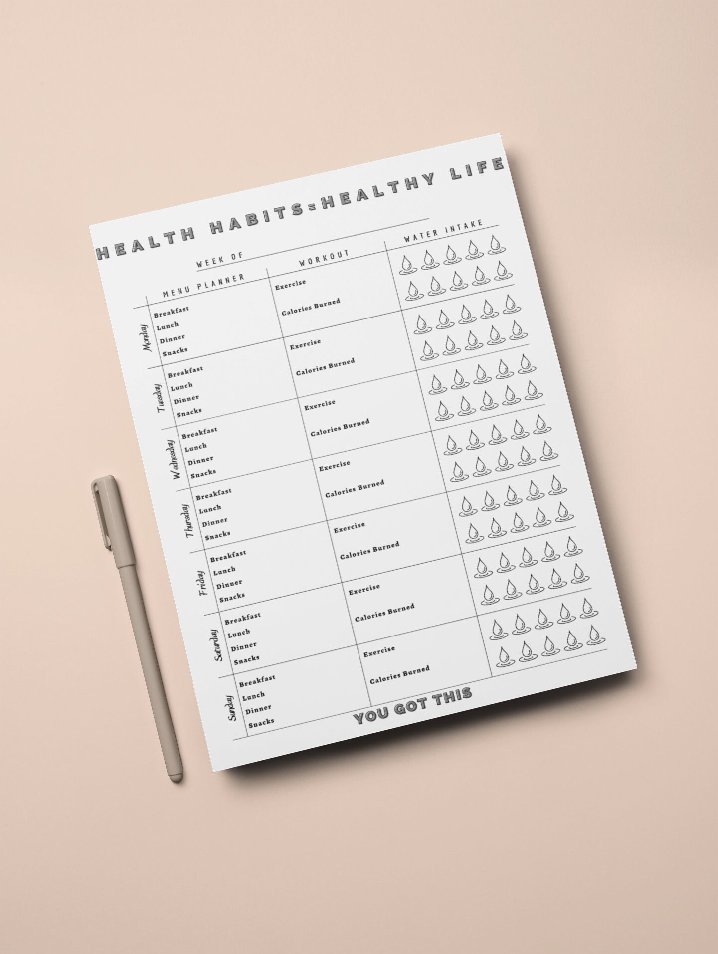 Healthy Habits = Healthy Life, Digital Print - Etsy