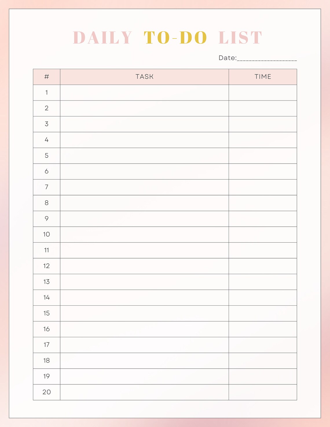 Pink and White Daily to Do List, Minimal Productivity Planner, Instant ...