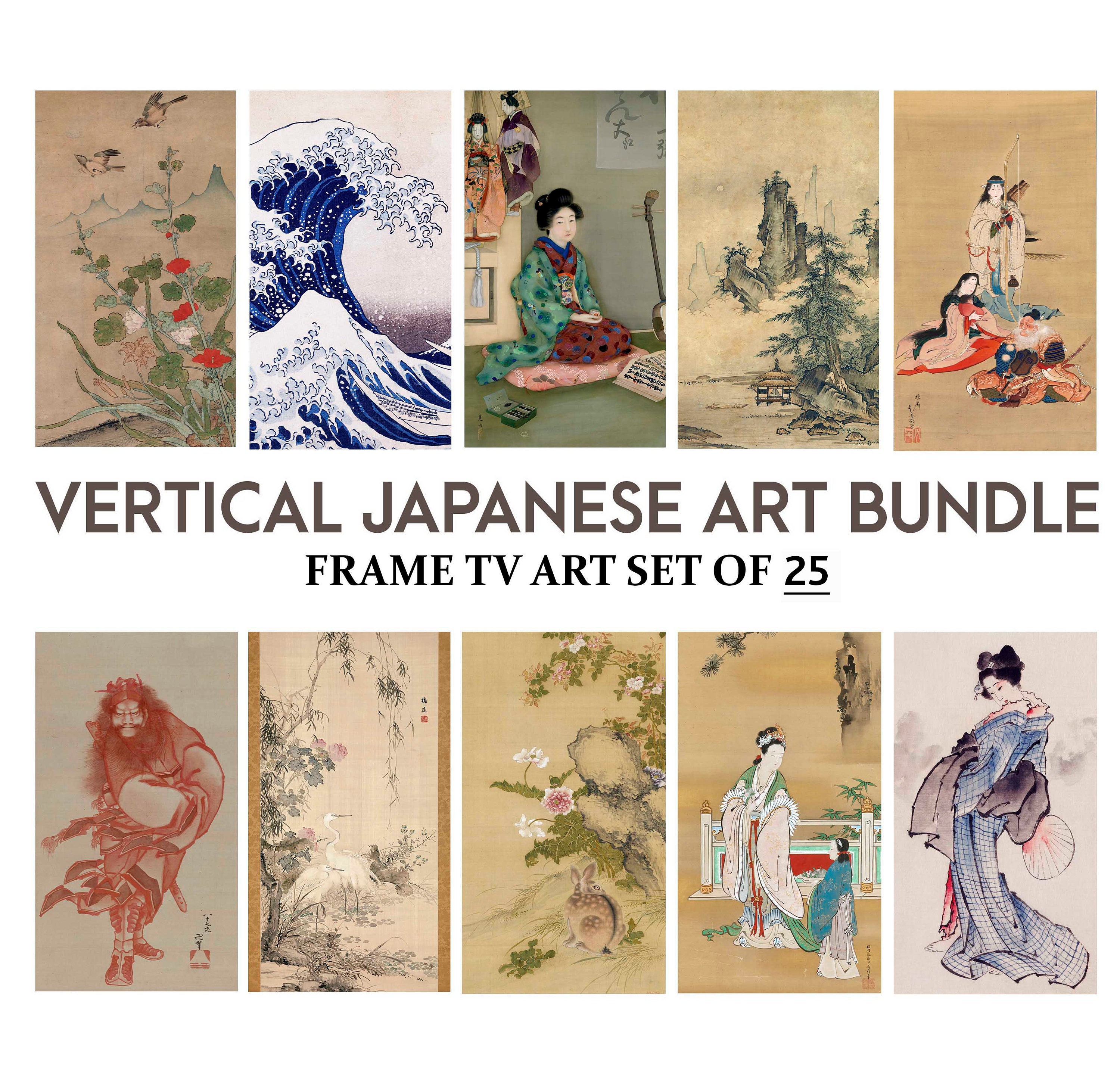 VERTICAL Japanese Samsung Frame Tv Art Bundle, Set of 25 Japanese Art ...