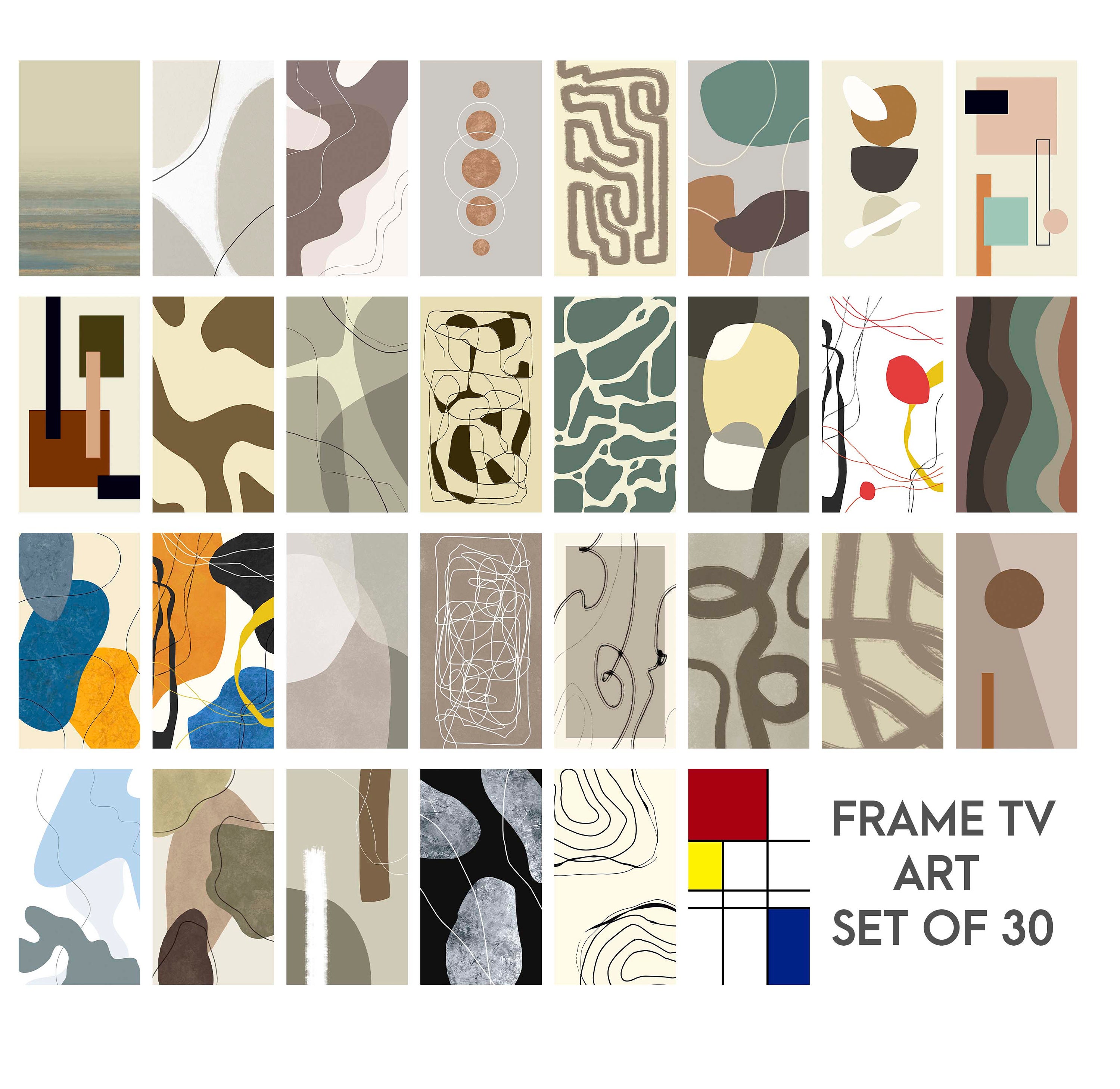 FRAME TV VERTICAL Art Set of 30, Abstract Modern Frame Tv Vertical Art ...