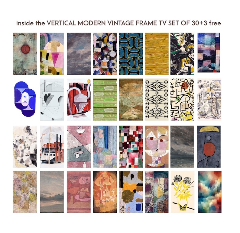 FRAME TV VERTICAL Art Set of 30, Abstract Modern Vintage Frame Tv ...