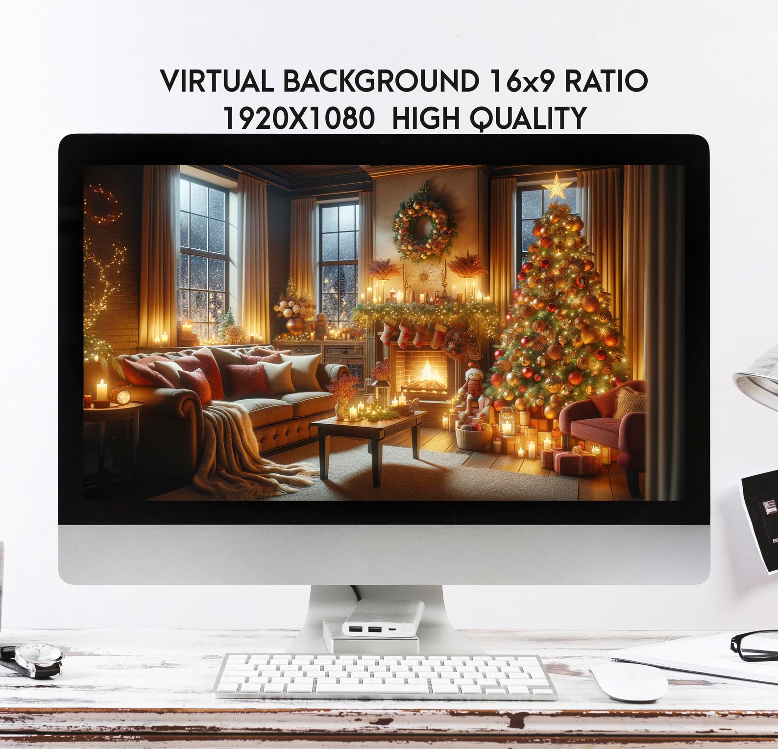 Christmas Zoom Background for Meetings, Cozy Winter Teams Background ...