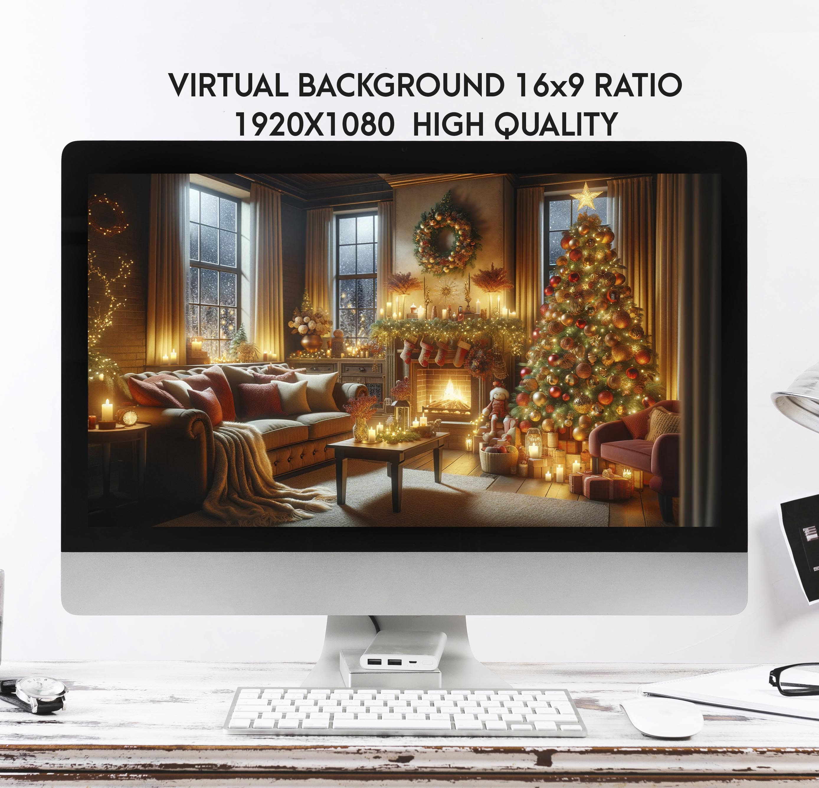 Christmas Zoom Background for Meetings, Cozy Winter Teams Background ...