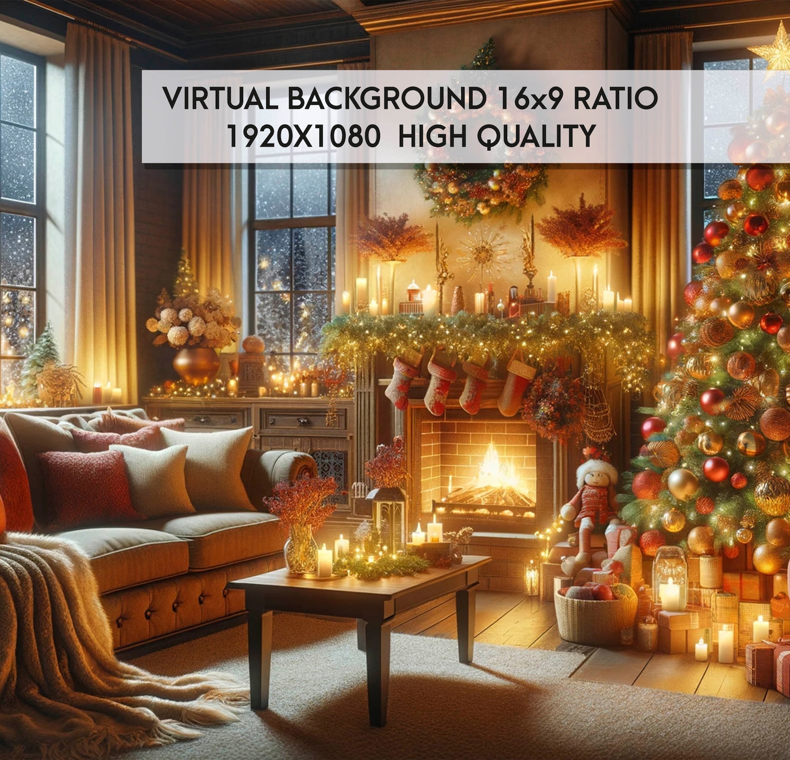 Christmas Zoom Background for Meetings, Cozy Winter Teams Background ...