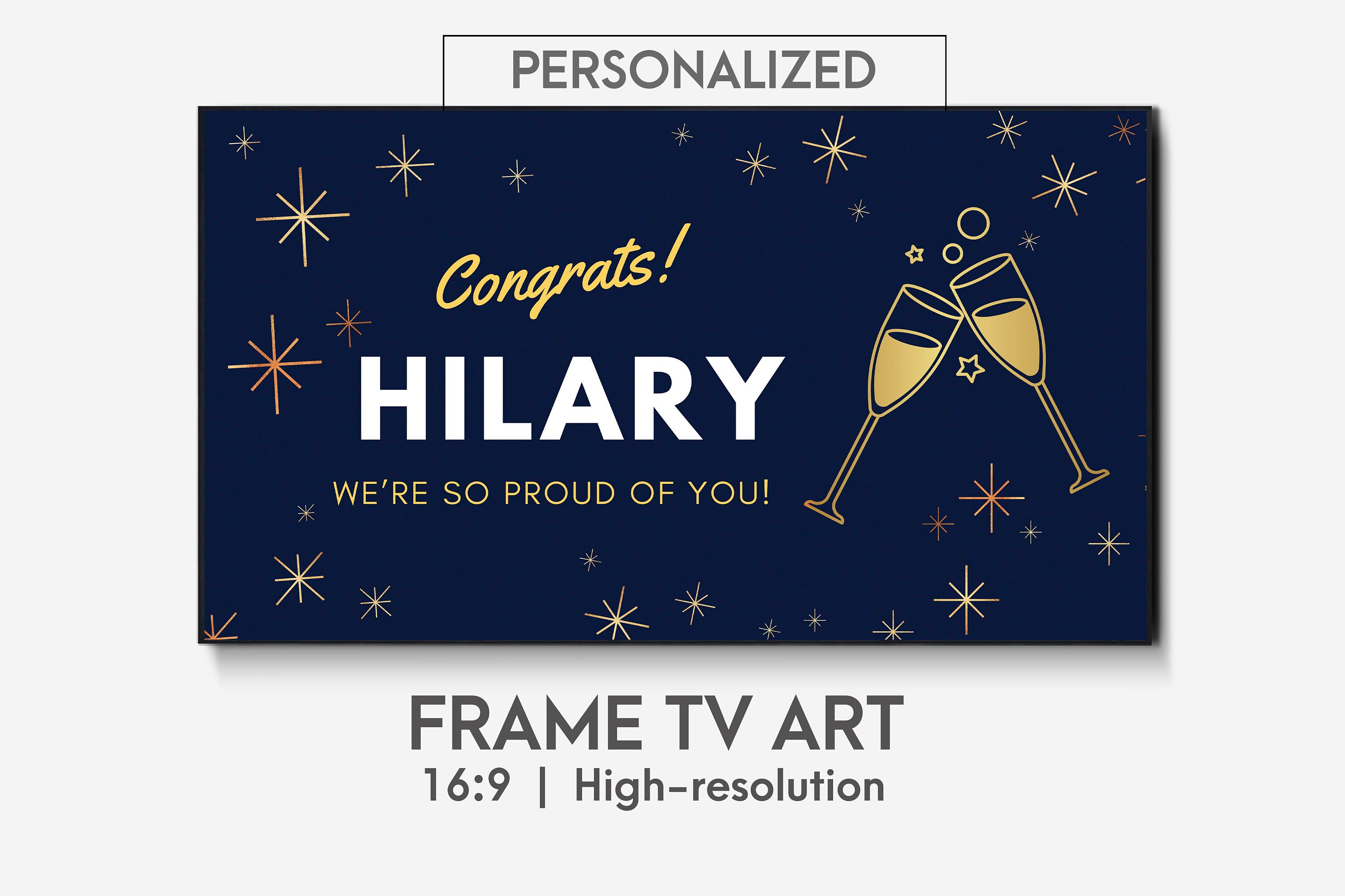 Custom Congratulations Frame Tv Art, Graduation Celebration Party Art ...