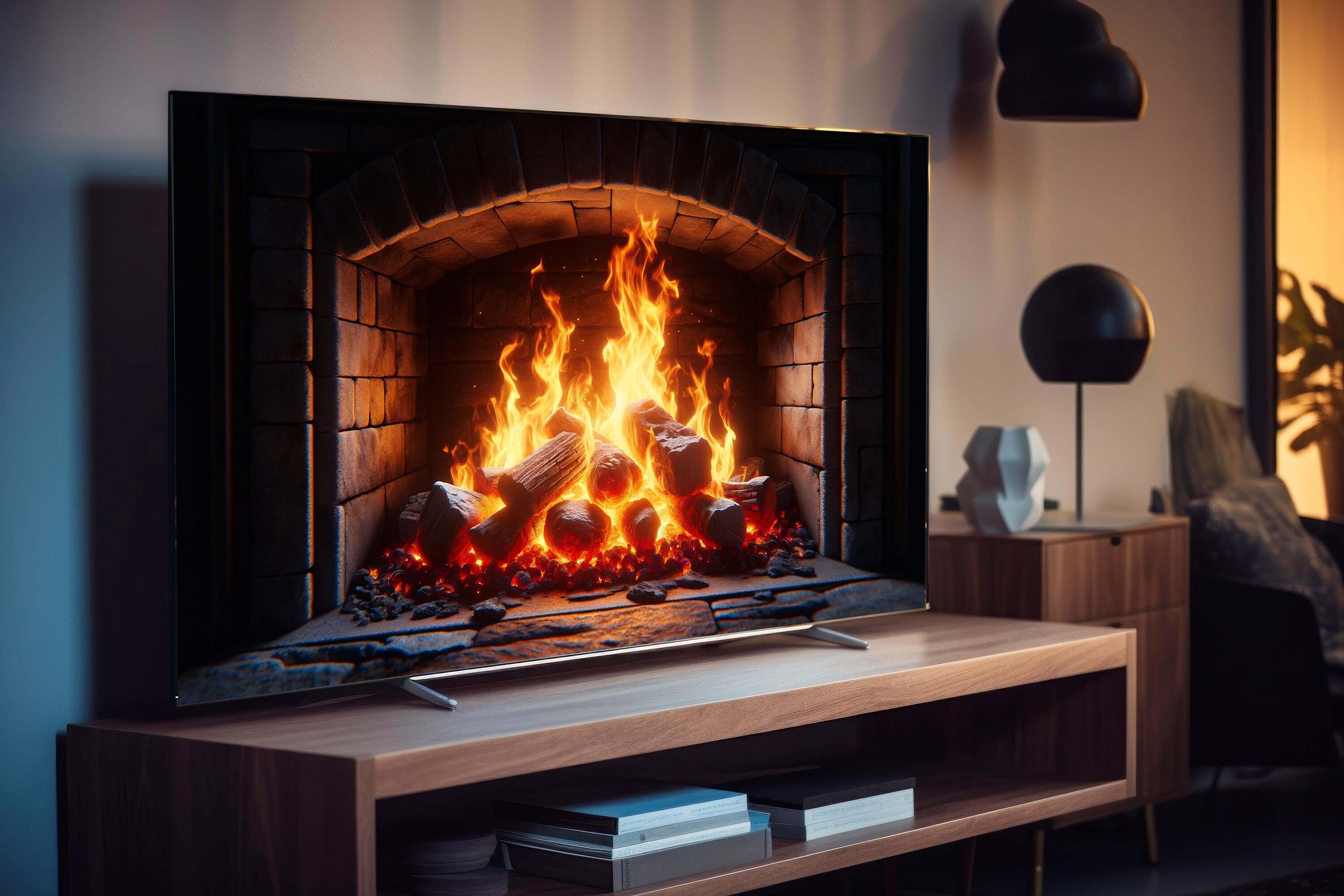 4k Samsung Frame TV Art Fireplace Photo , Cozy Fireplace Digital Tv Art ...