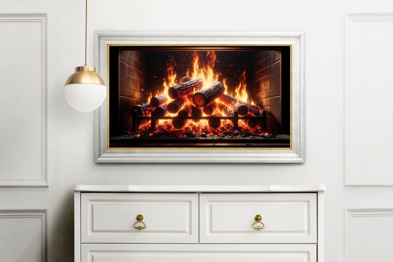 4k Samsung Frame TV Art Fireplace Photo , Cozy Fireplace Digital Tv Art ...