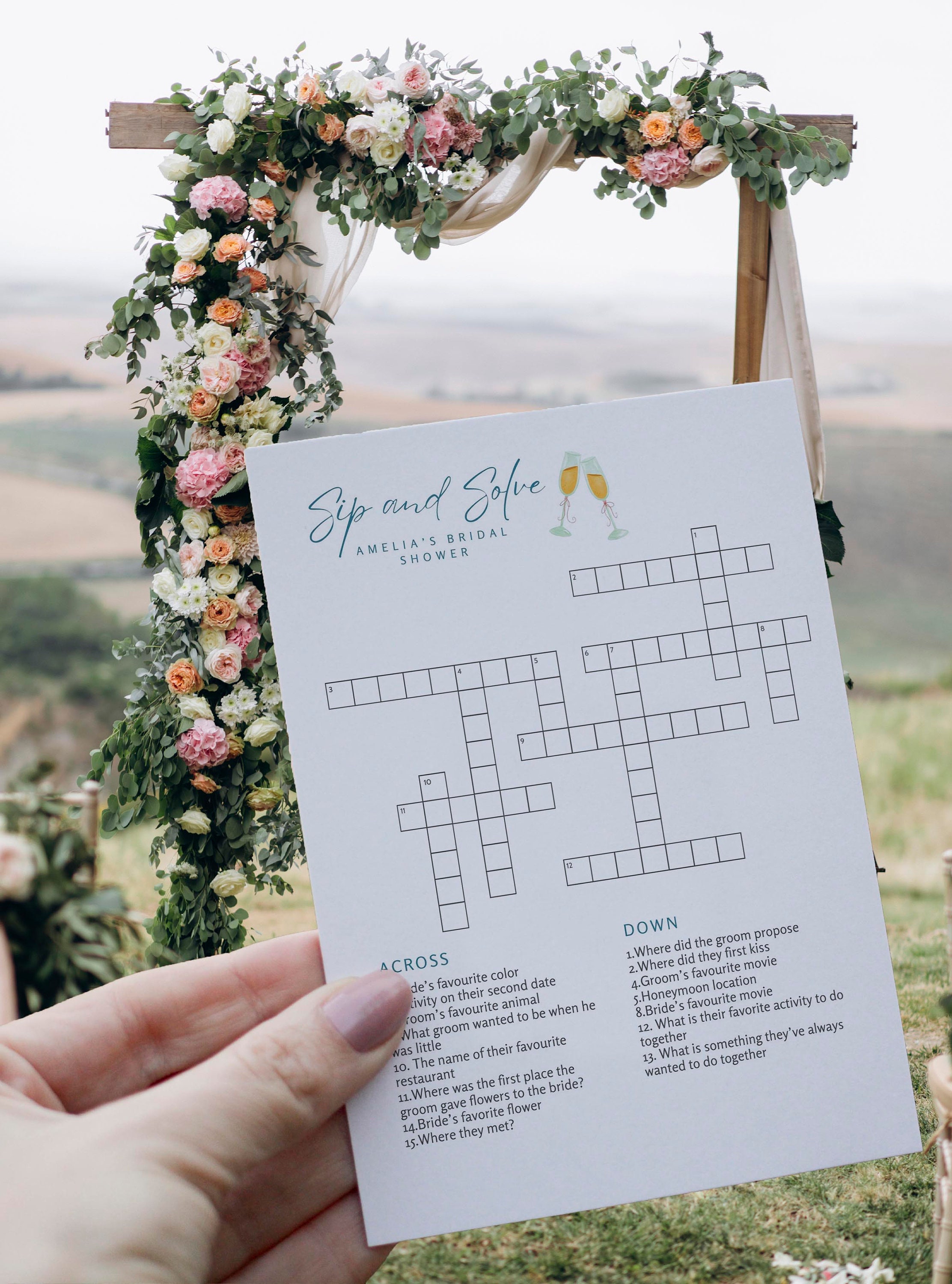 Custom Bridal Shower Crossword Puzzle Game, Custom Wedding Activity ...