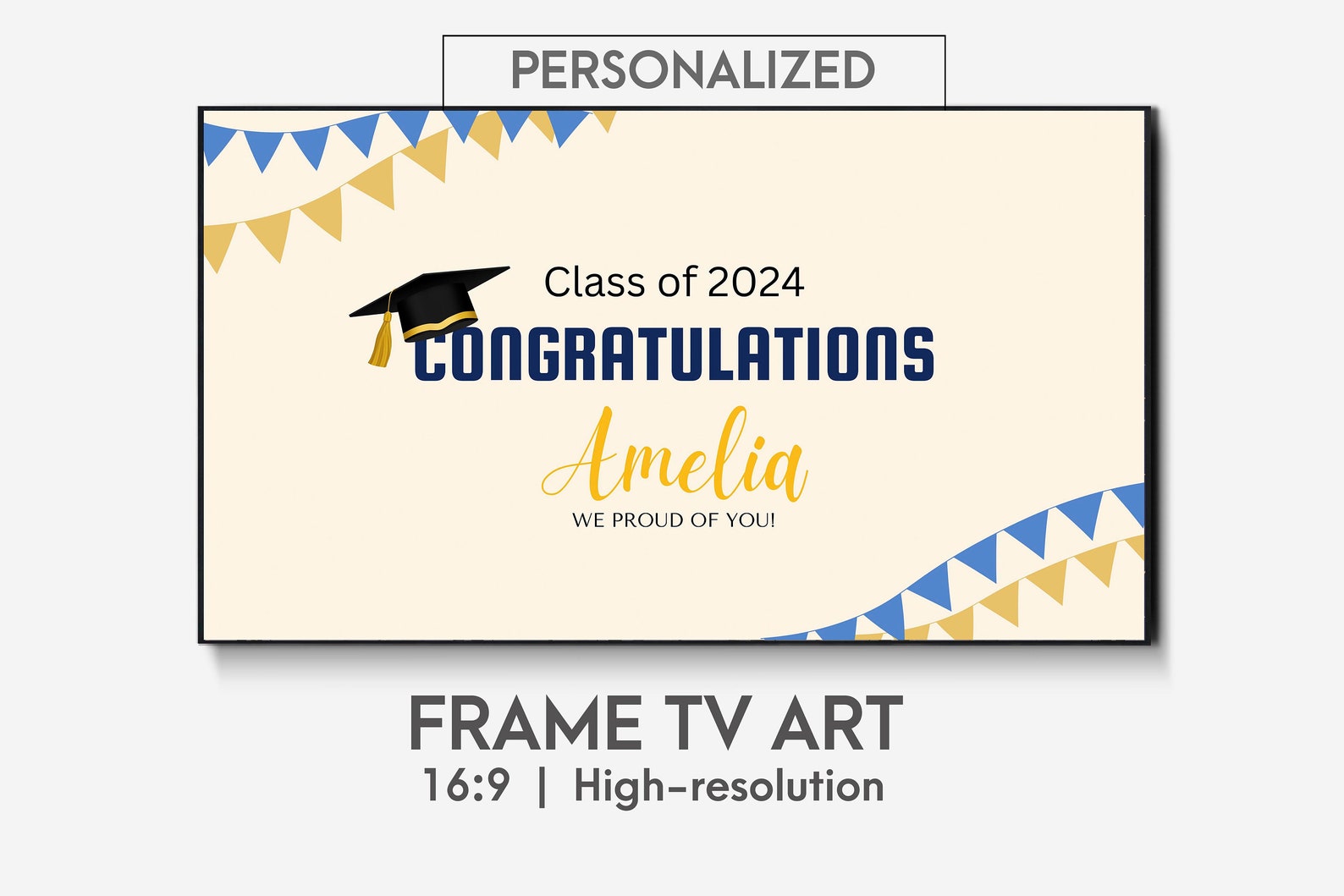 Custom Graduation TV Art, Congratulations Frame Tv Art, Class of 2024 ...
