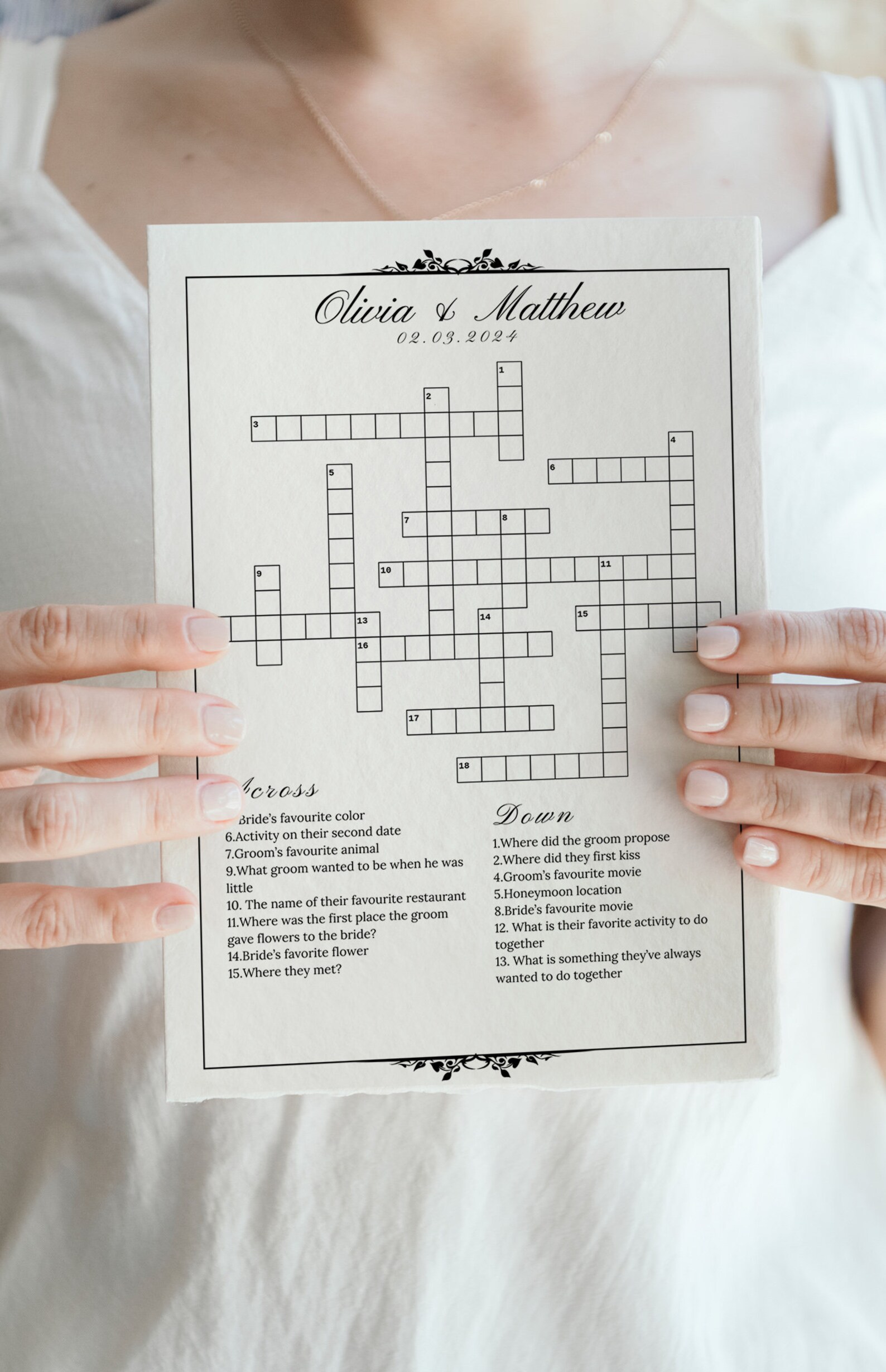 Custom Wedding Crossword Puzzle, Personalized Sip and Solve, Bridal ...