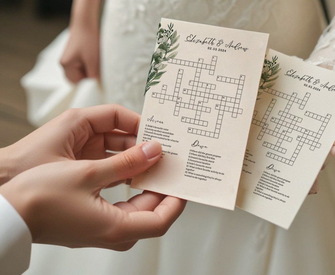 Personalized Wedding Crossword Puzzle, Sip and Solve, Bridal Shower ...