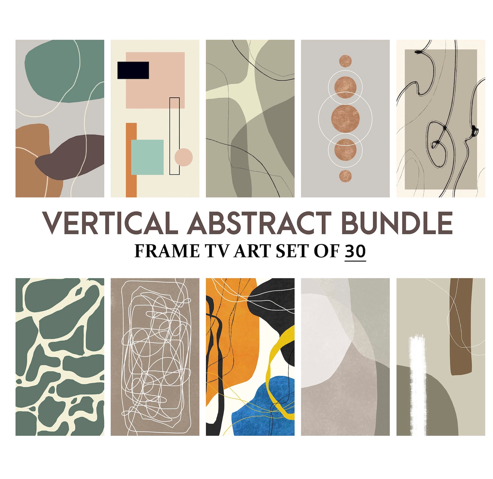 FRAME TV VERTICAL Art Set of 30, Abstract Modern Frame Tv Vertical Art ...