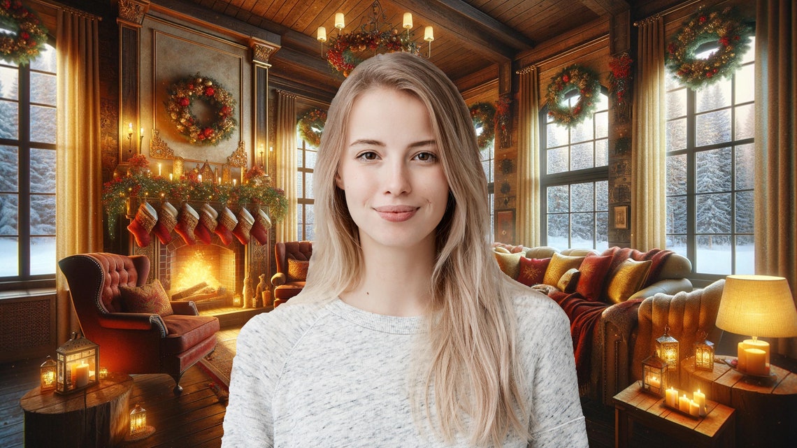 Christmas Zoom Background for Meetings, Cozy Winter Teams Background ...