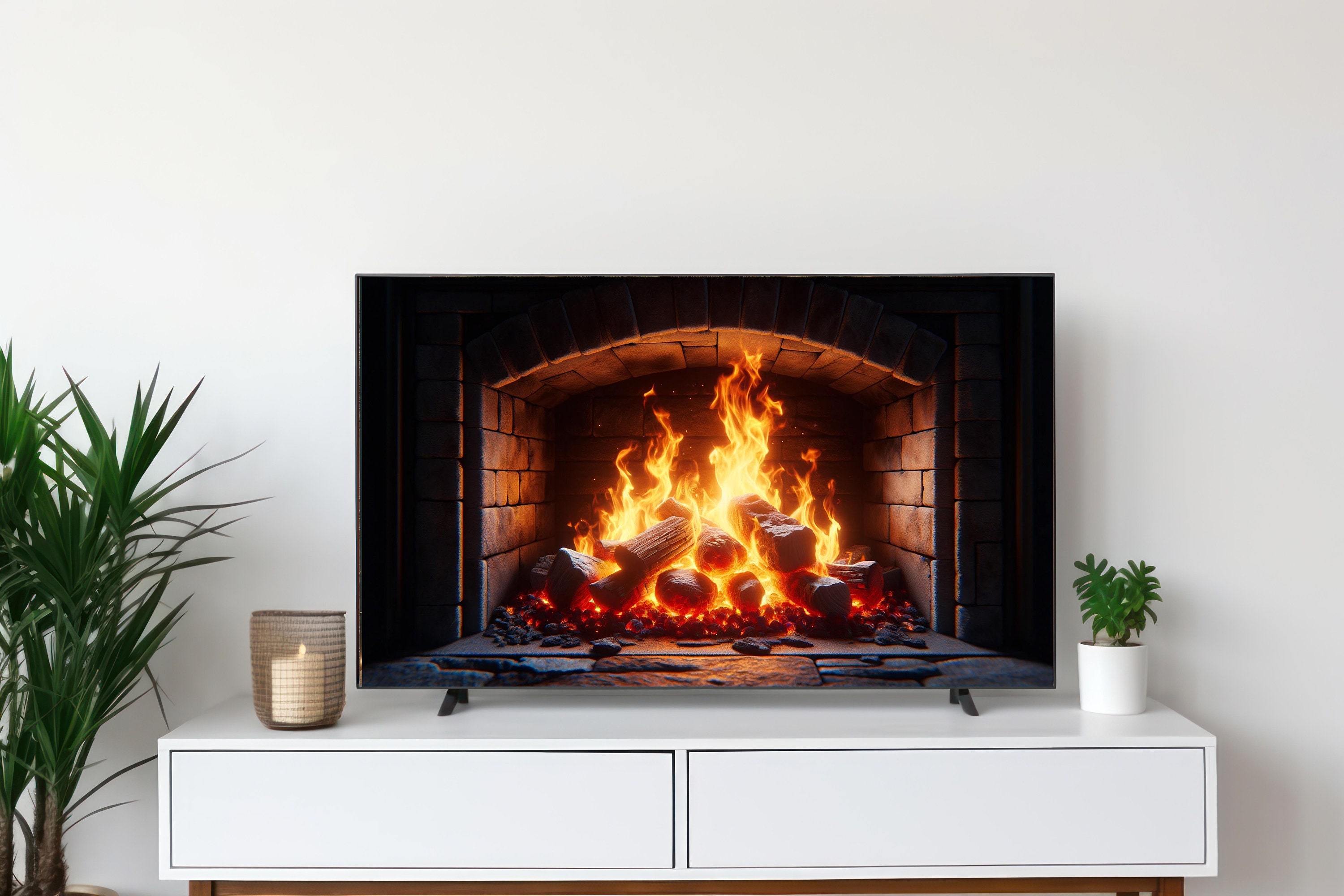 4k Samsung Frame TV Art Fireplace Photo , Cozy Fireplace Digital Tv Art ...