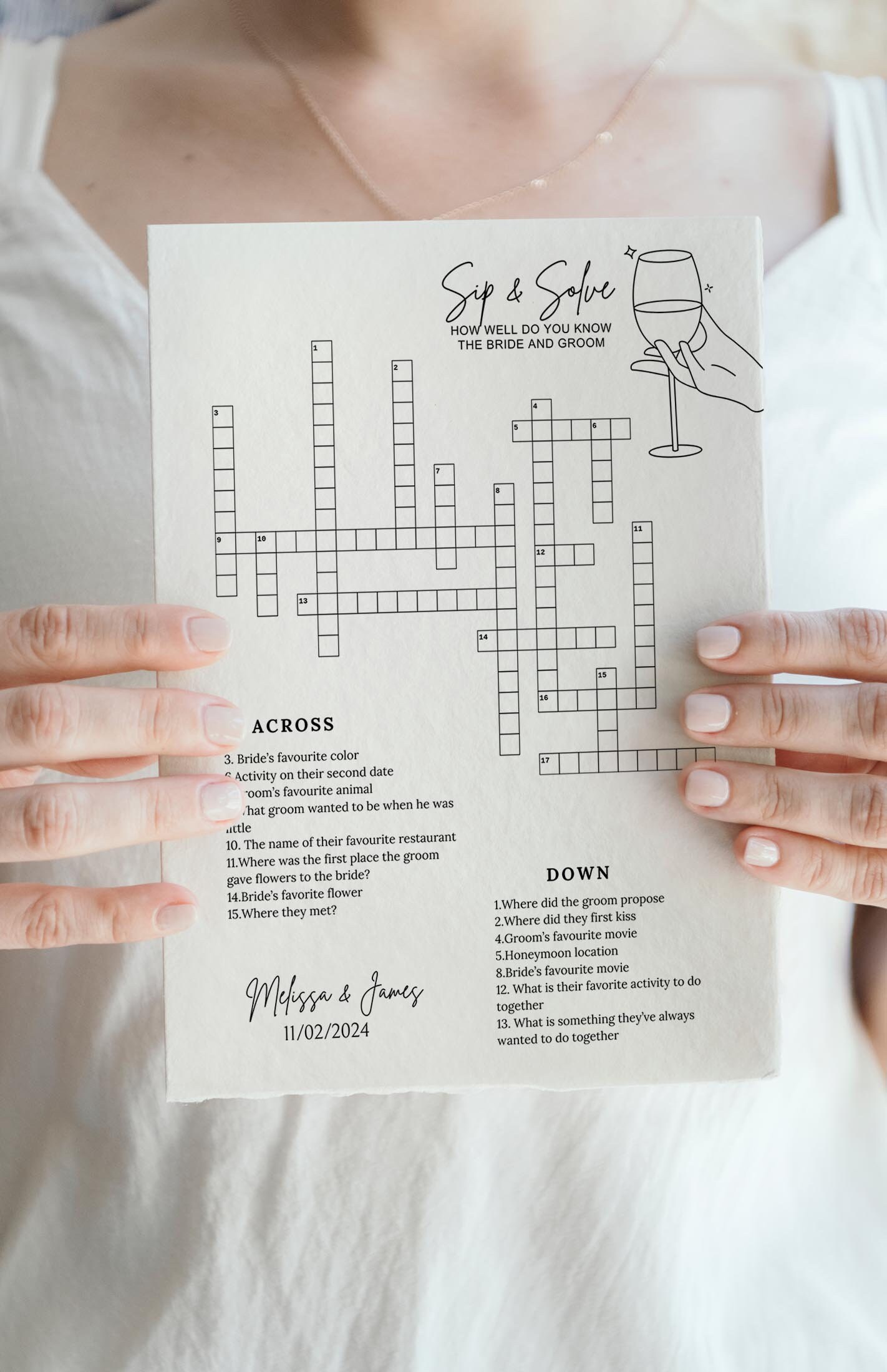 Personalized Wedding Crossword Puzzle, Custom Wedding Activity, Lawn ...