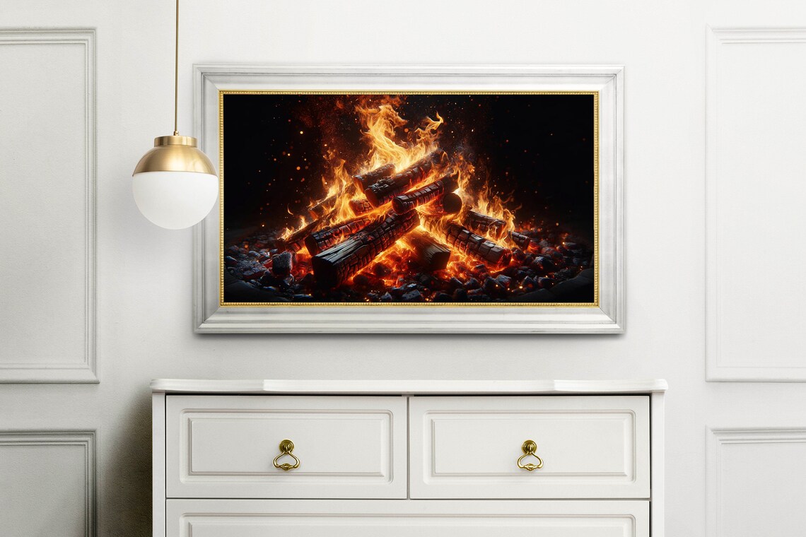 4k Samsung Frame TV Art Fireplace Photo , Cozy Fireplace Digital Tv Art ...