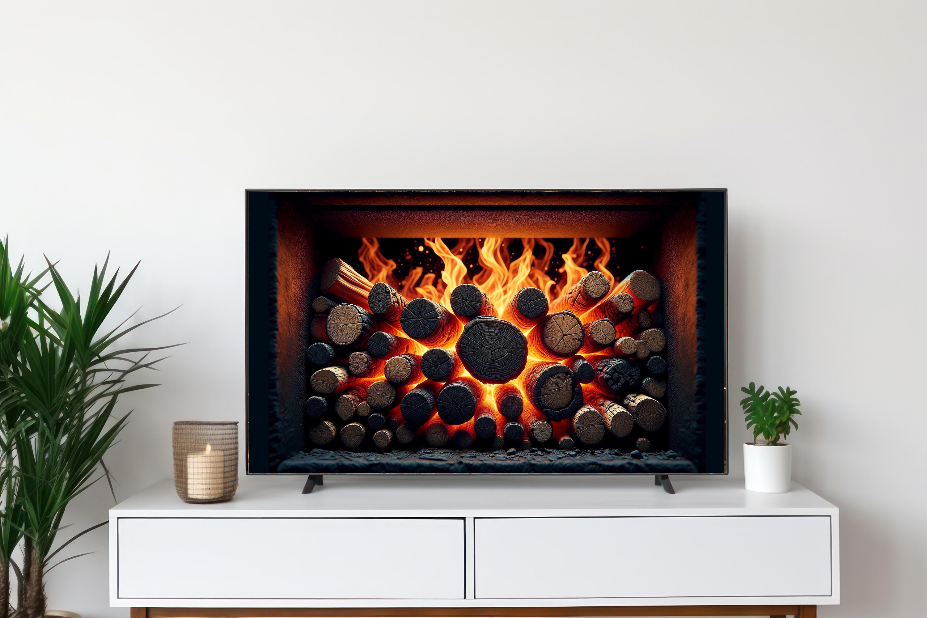 4k Samsung Frame TV Art Fireplace Photo Cozy Fireplace - Etsy