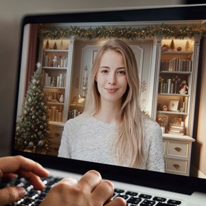 Christmas Tree Zoom Background for Meetings, Cozy Winter Homeoffice ...