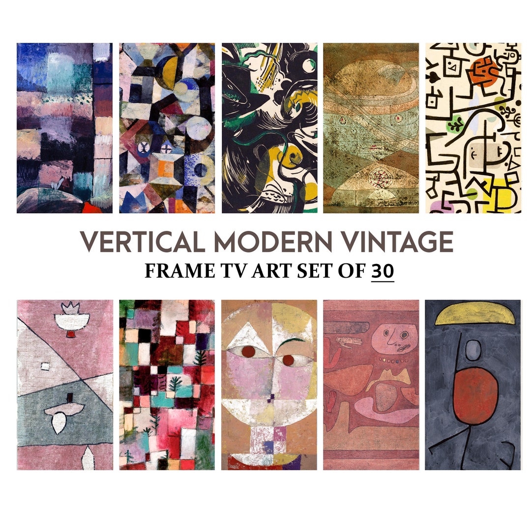 FRAME TV VERTICAL Art Set of 30, Abstract Modern Vintage Frame Tv ...